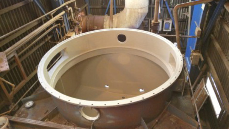 Repair of the corrosion-resistant coating of the wet scrubber absorber ...